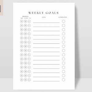Goal Checklist | Daily Goal Checklist | Weekly Goal Checklist | Daily ...