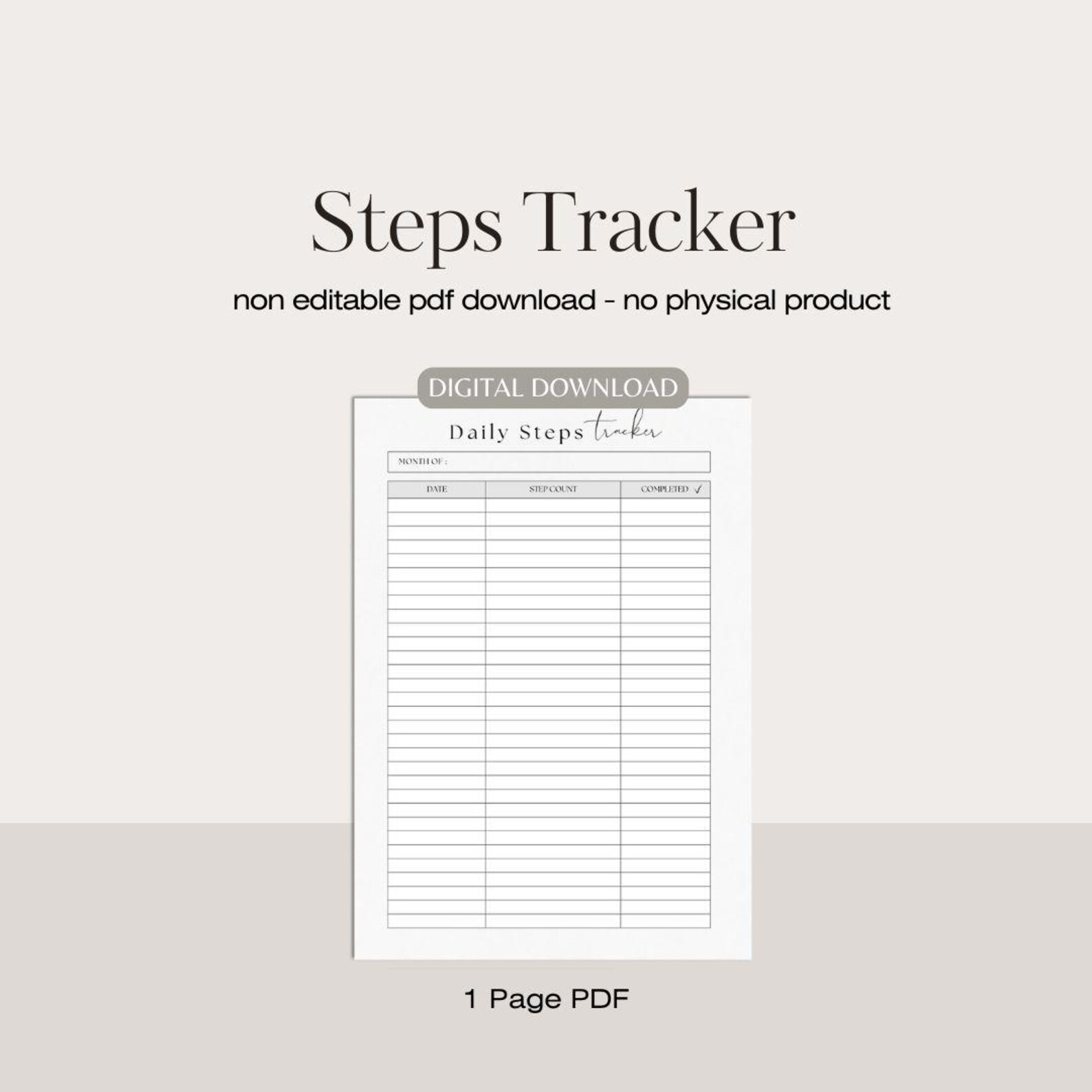 Daily Steps Tracker Printable Pdf | Steps Record | Daily Steps Log ...