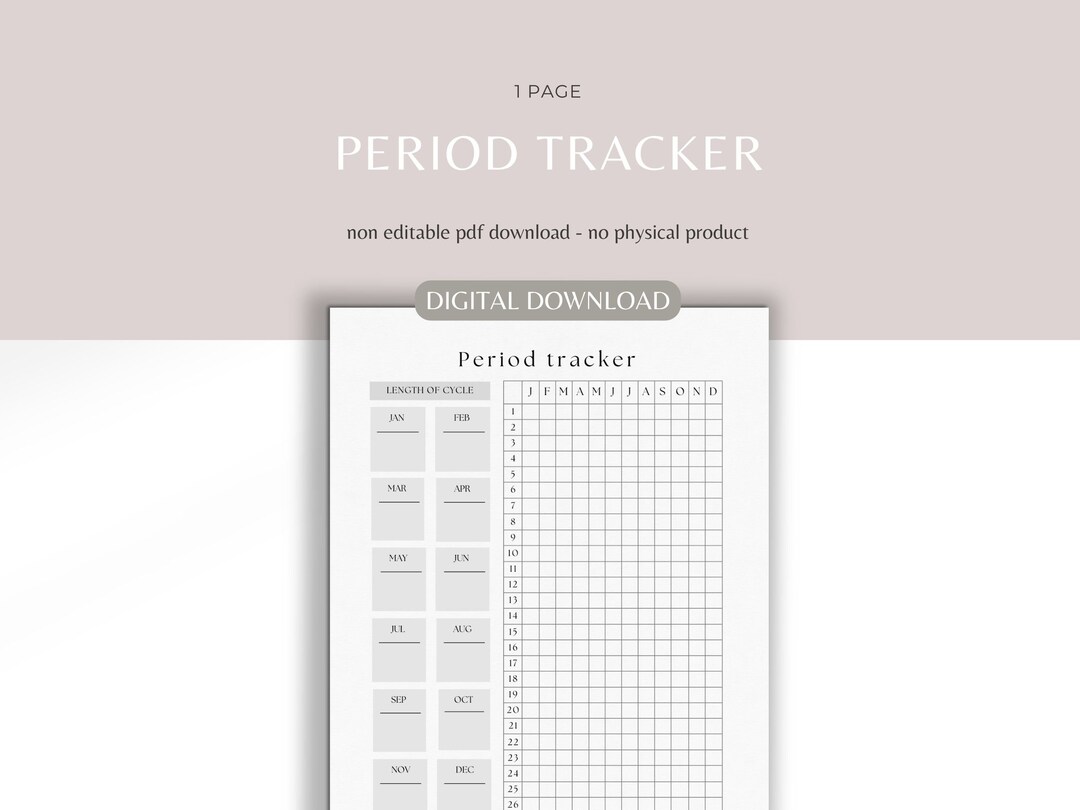 Period Tracker Record Printable Pdf | Period Journal | Cycle Tracker ...