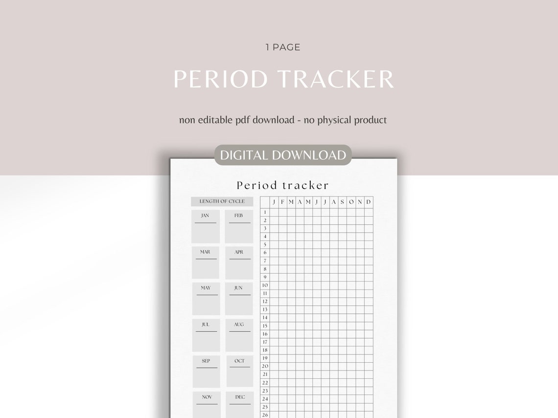 Period Tracker Record Printable Pdf | Period Journal | Cycle Tracker ...