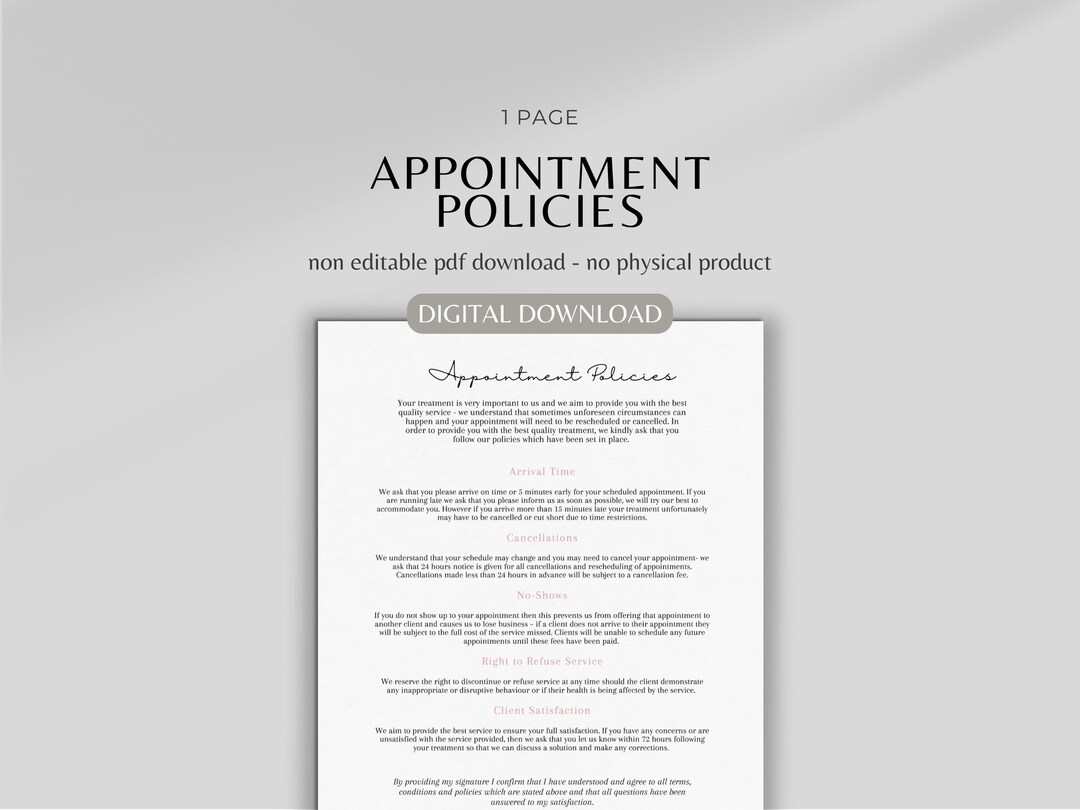 Salon Printable Appointment Policies | Beauty Salon Spa Appointment ...