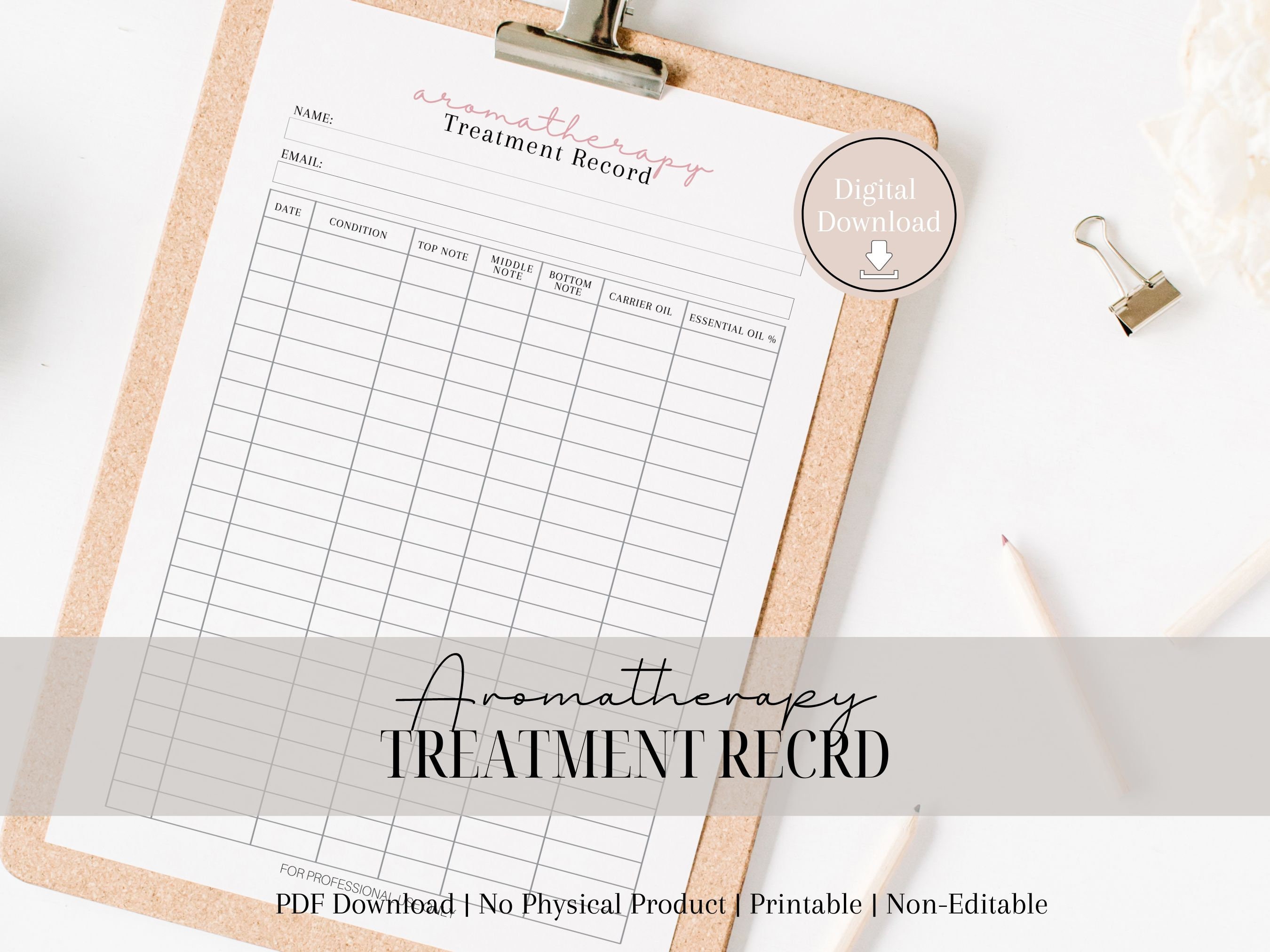 Aromatherapy Treatment Record Digital Form Aromatherapist - Etsy UK