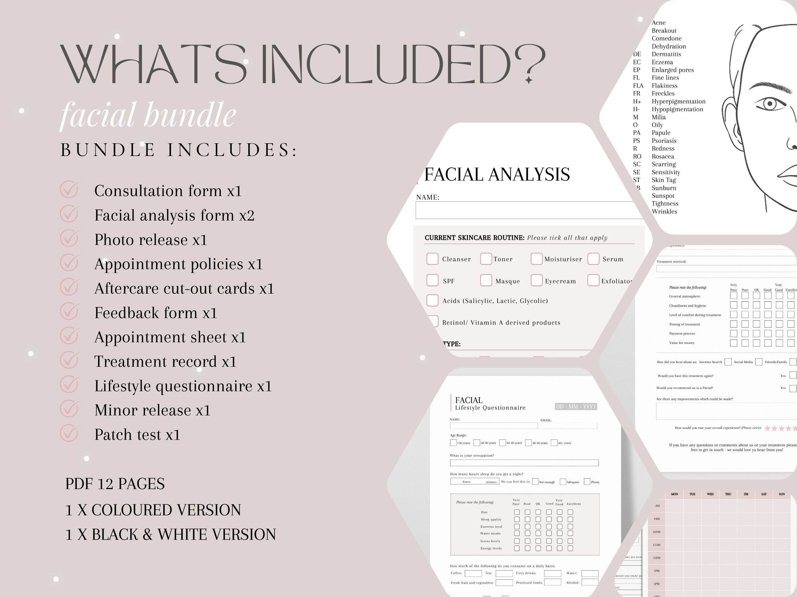 Facial Form Bundle Digital Facial Forms Salon Form Bundle - Etsy