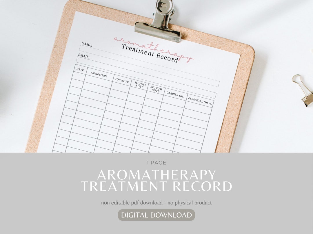 Aromatherapy Treatment Record Digital Form | Aromatherapist Form ...