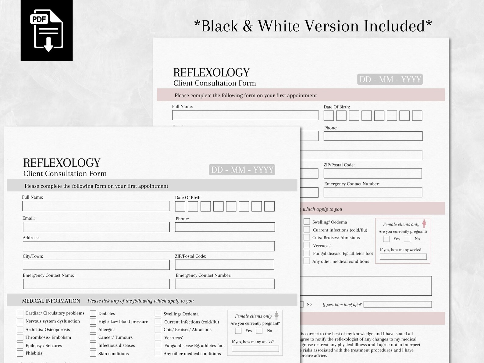 Reflexology Digital Consultation Form | Reflexologist Intake Form | Spa ...