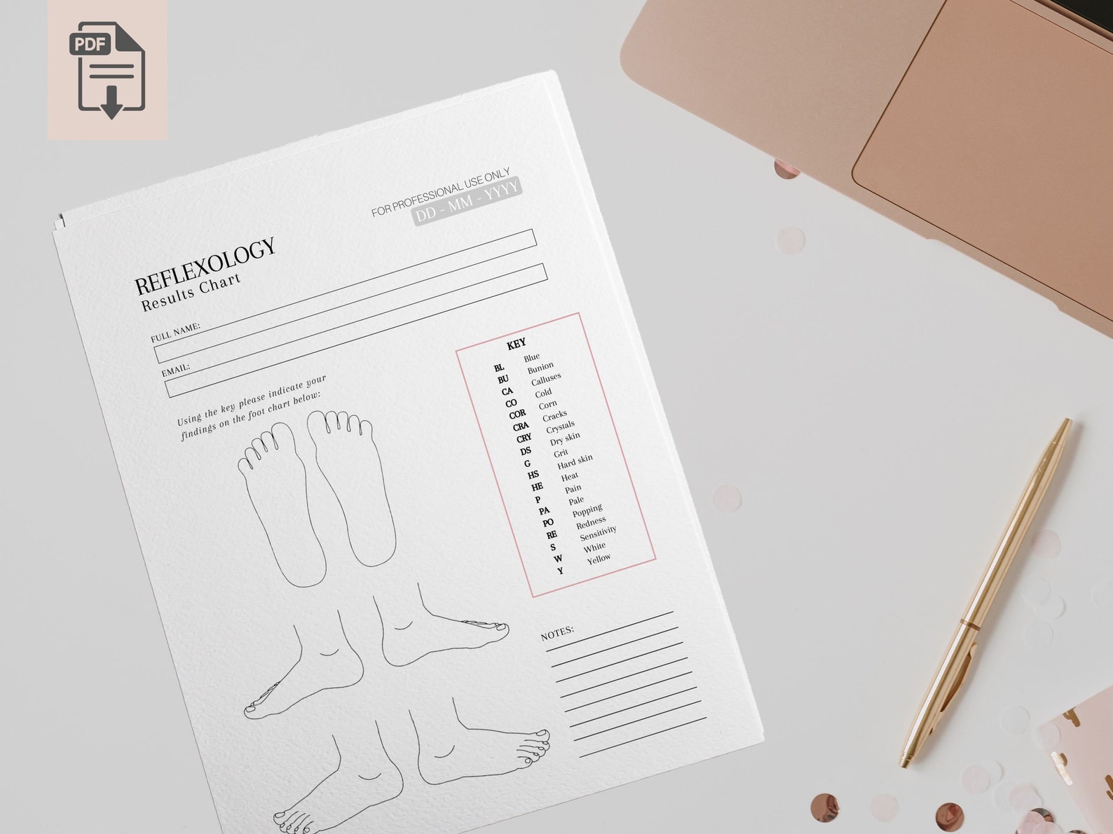 Reflexology Printable Foot Chart Form | Reflexologist Foot Chart | Spa ...