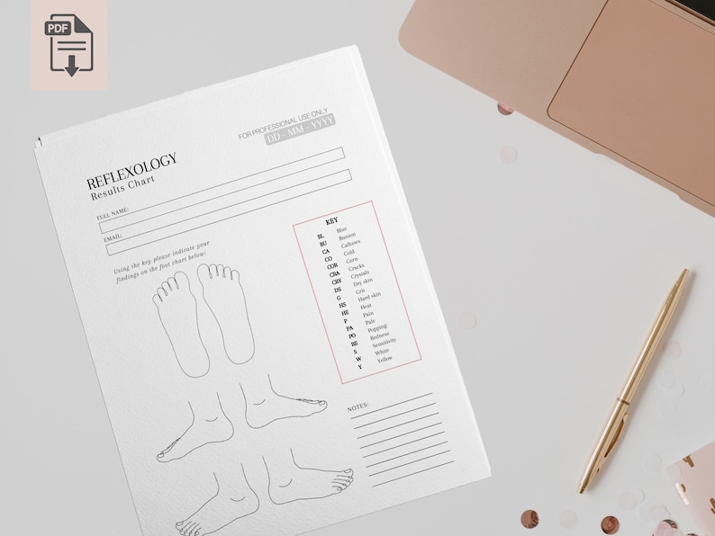 Reflexology Printable Foot Chart Form | Reflexologist Foot Chart | Spa ...