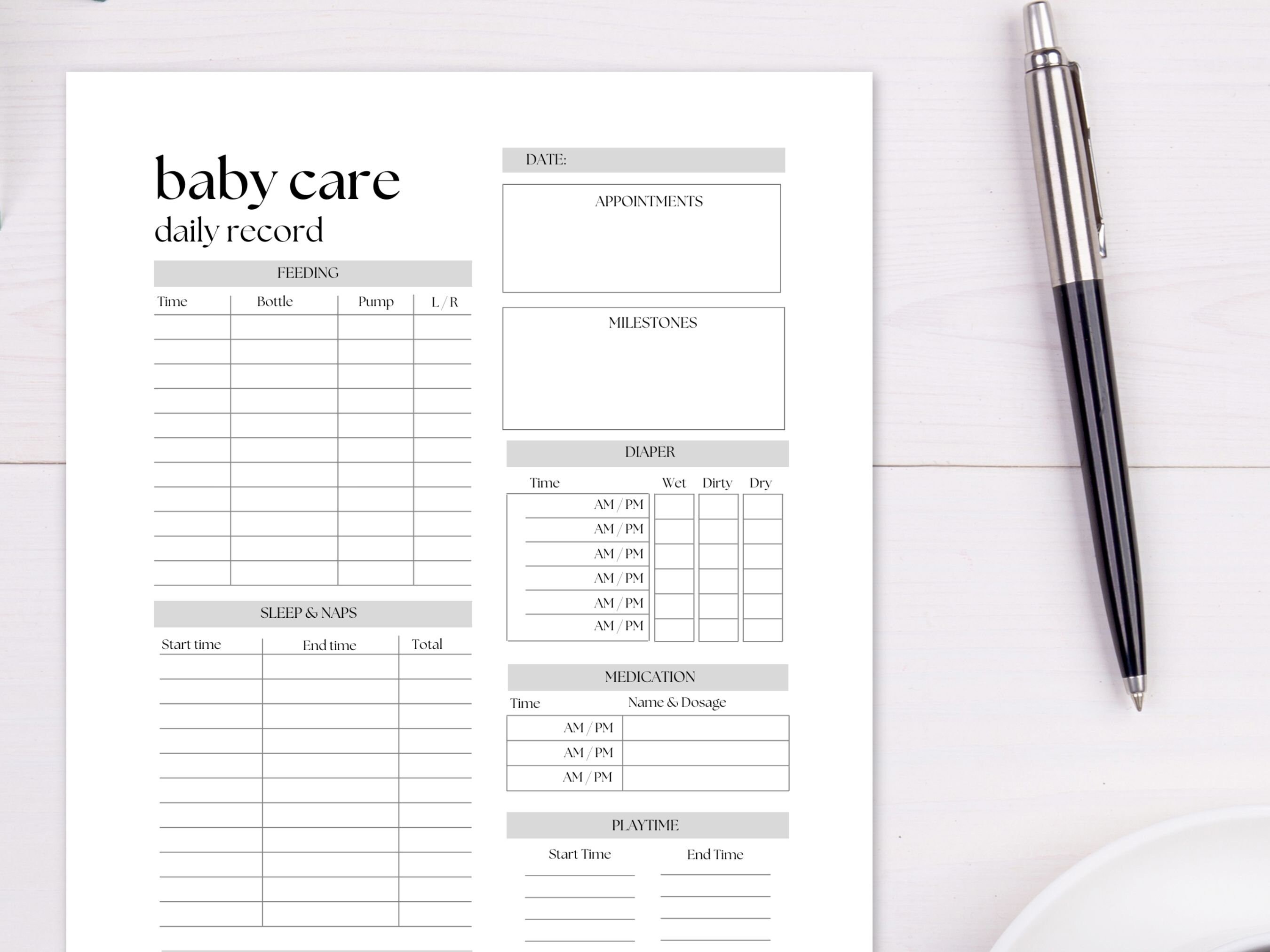 Daily Baby Log | Newborn Baby Tracker | Baby Care Log | Baby Tracker ...