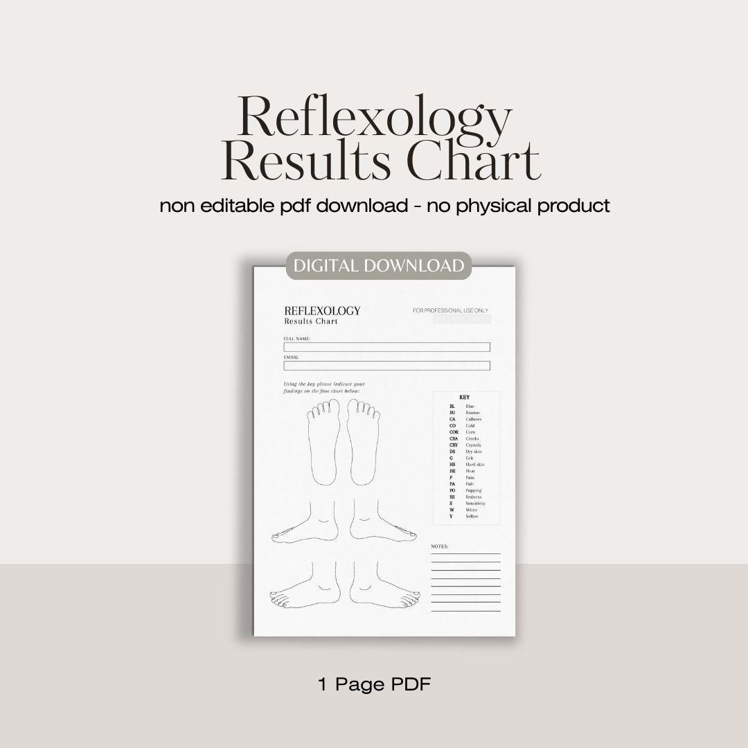 Reflexology Printable Foot Chart Form | Reflexologist Foot Chart | Spa ...