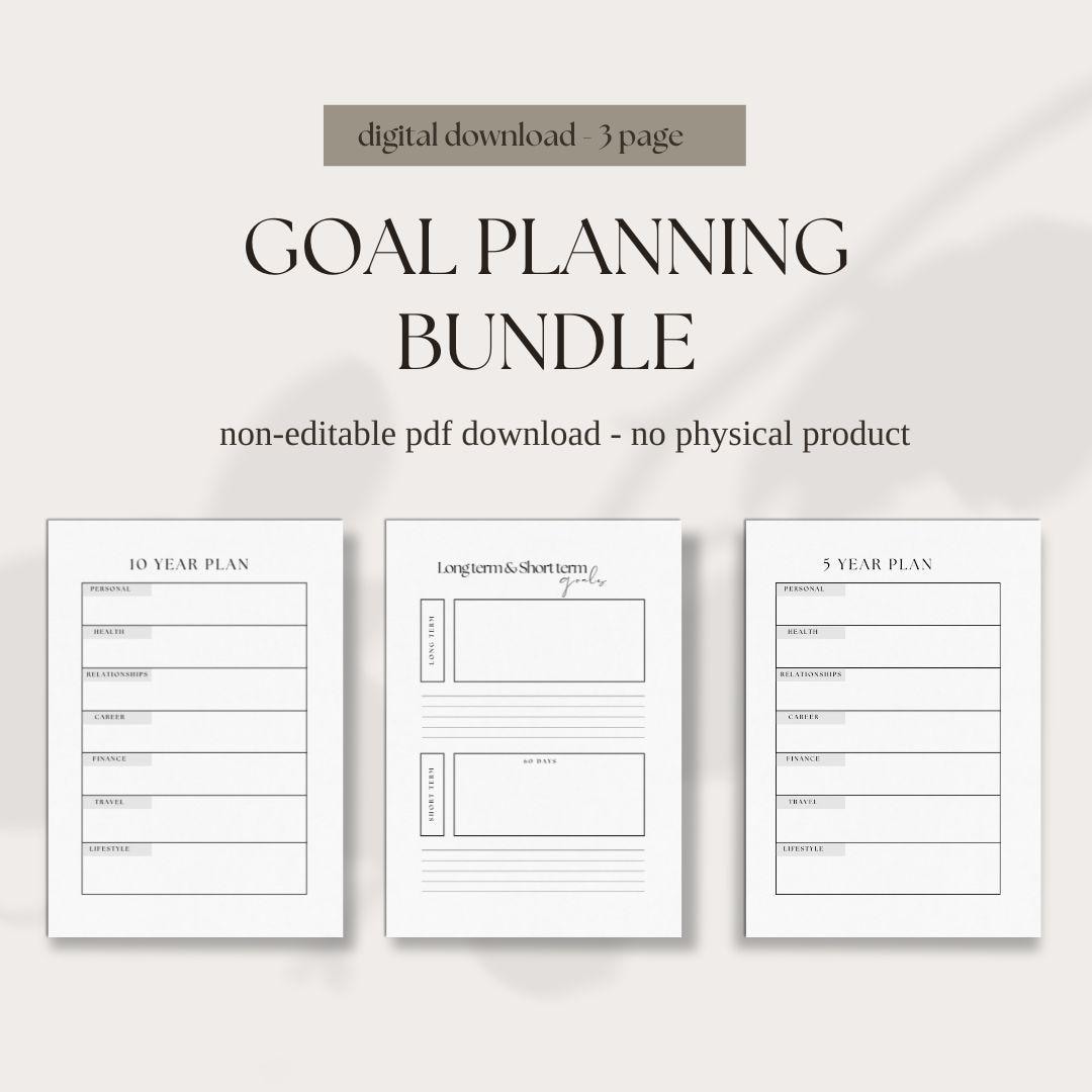 Goal Setting Printable Planners | Long and Short Term Goal Planning ...