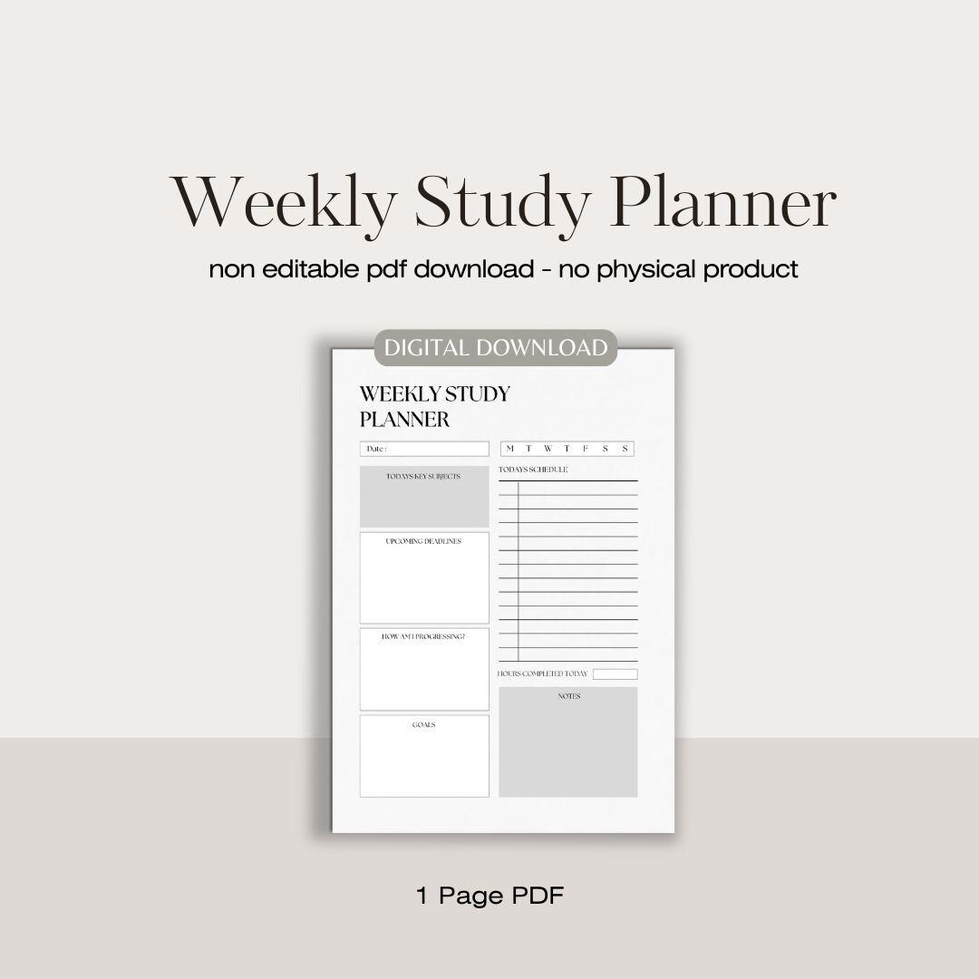 Weekly Study Planner | Printable Study Planner | Revision Planner ...