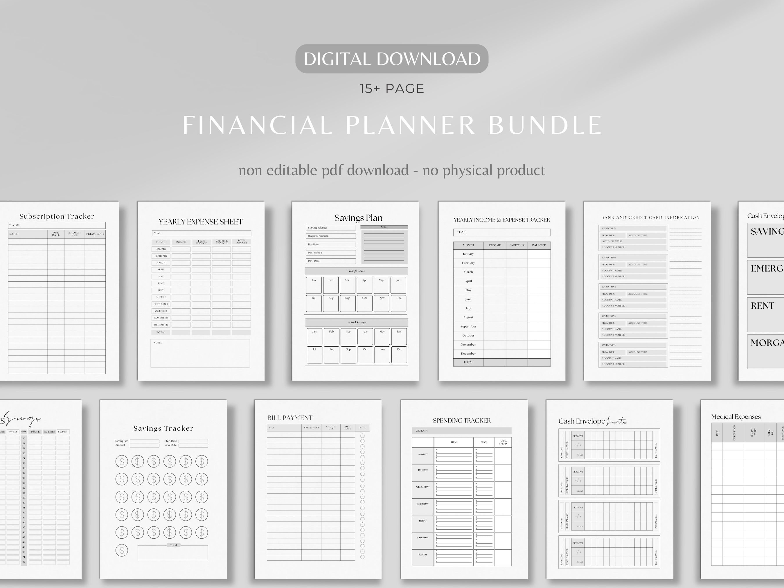 Financial Planner Bundle Printable Financial Planner Financial Tracker ...