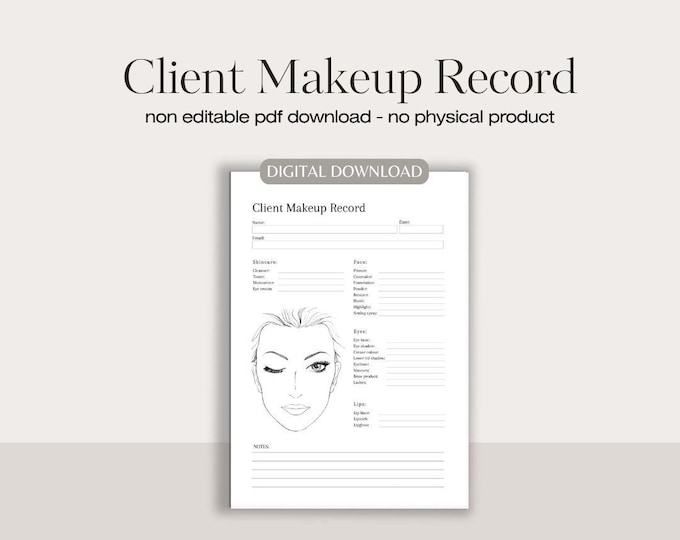 Printable Client Face Chart for Makeup Artists - Etsy Canada