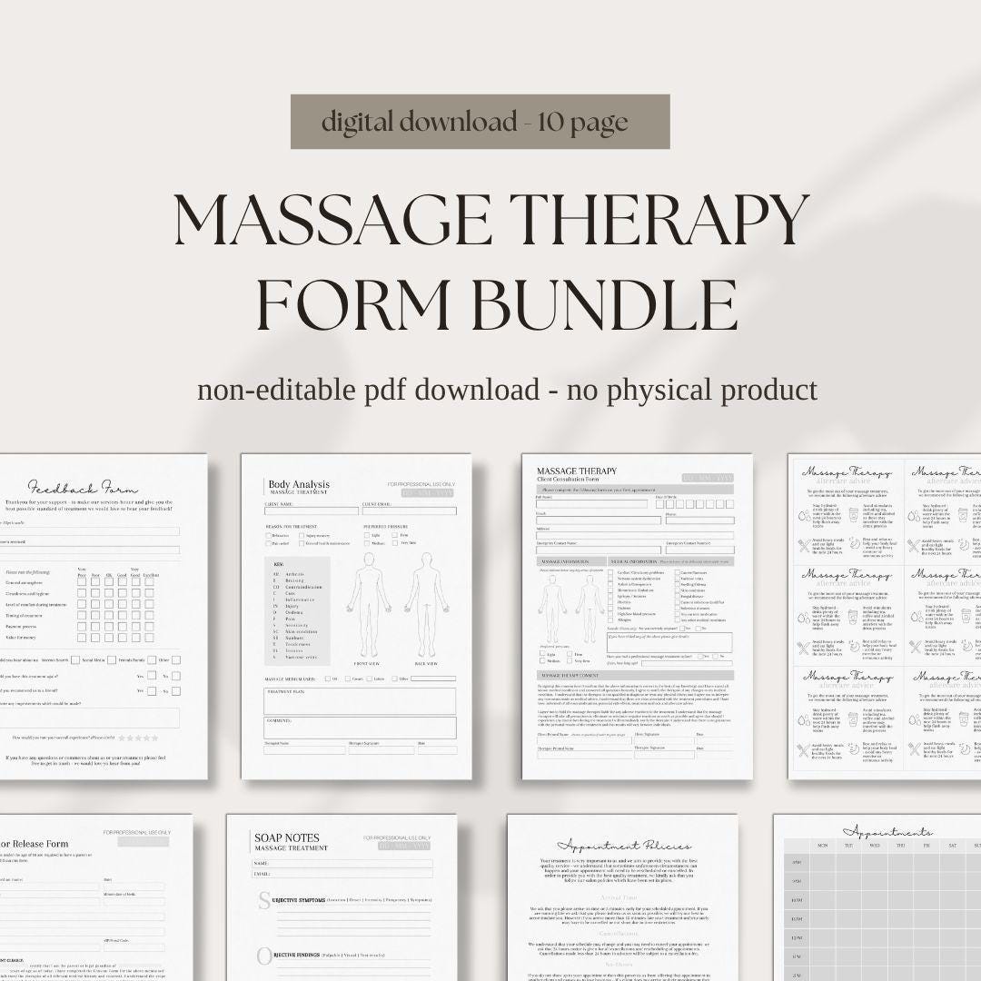 Massage Therapy Form Bundle | Printable Business Salon Forms | Spa Beauty Forms | Massage ...