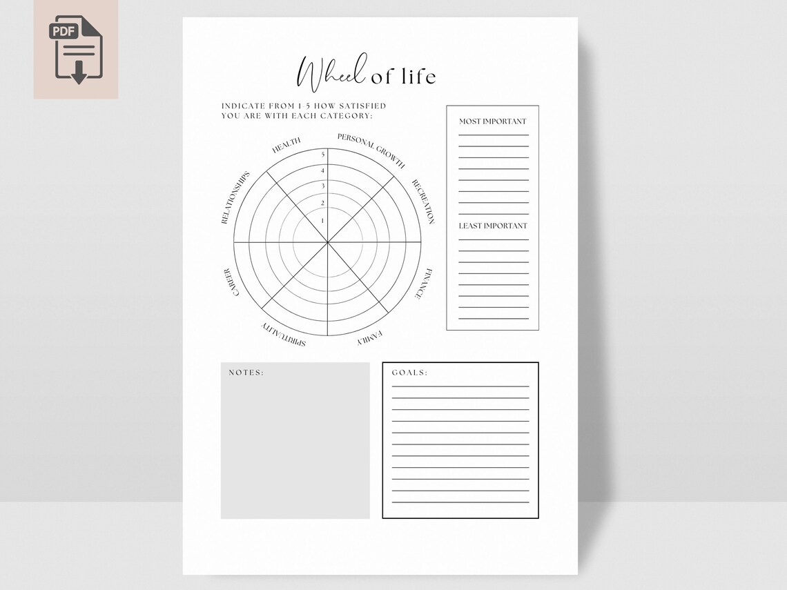 Wheel of Life Planner | Printable Wheel of Life | Printable Digital ...