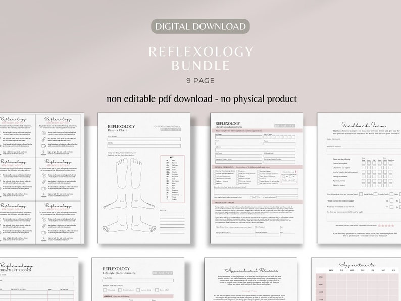 Reflexology Form Bundle | Salon Business Bundle Form | Digital Business ...