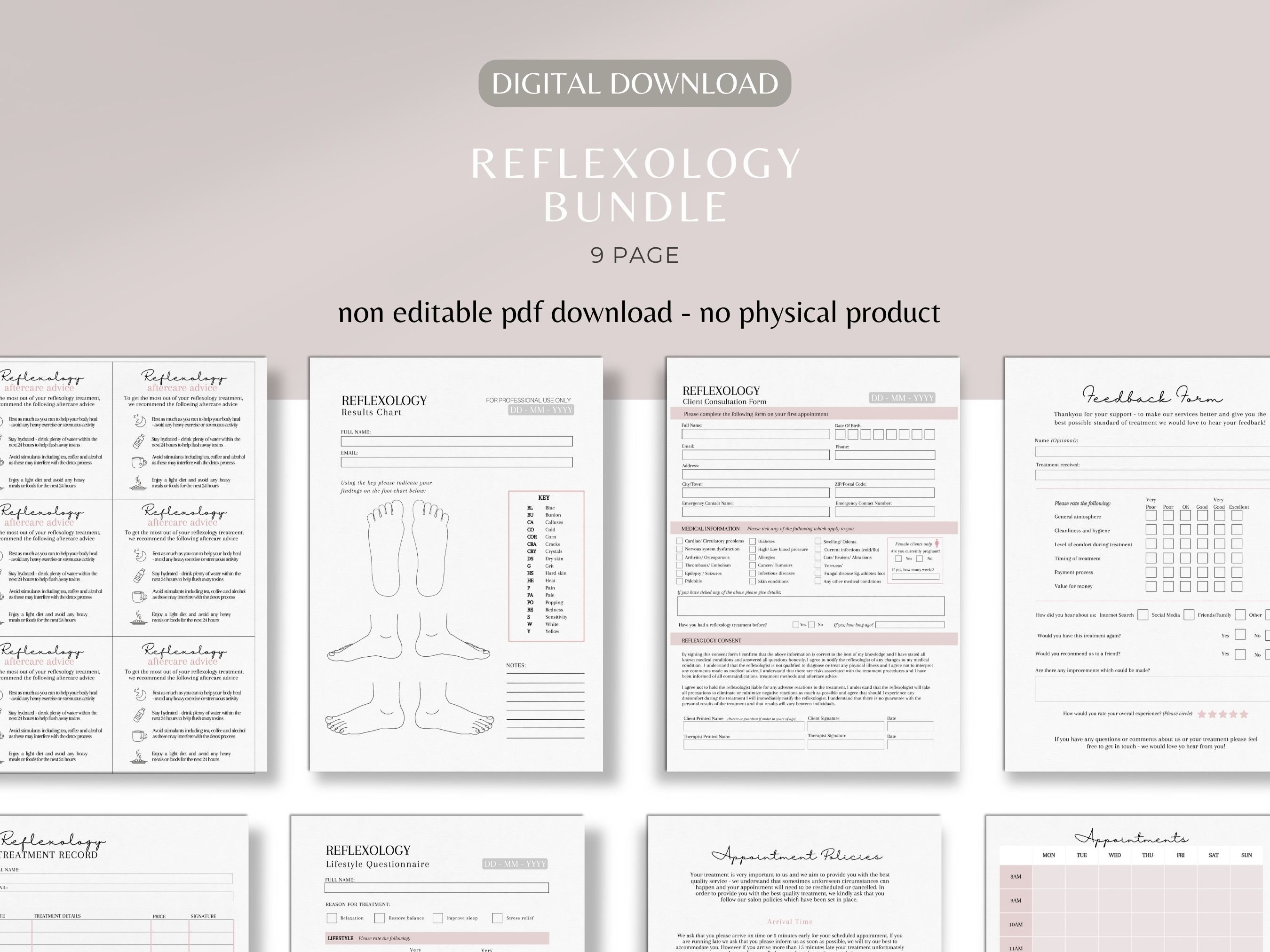 Reflexology Form Bundle | Salon Business Bundle Form | Digital Business ...