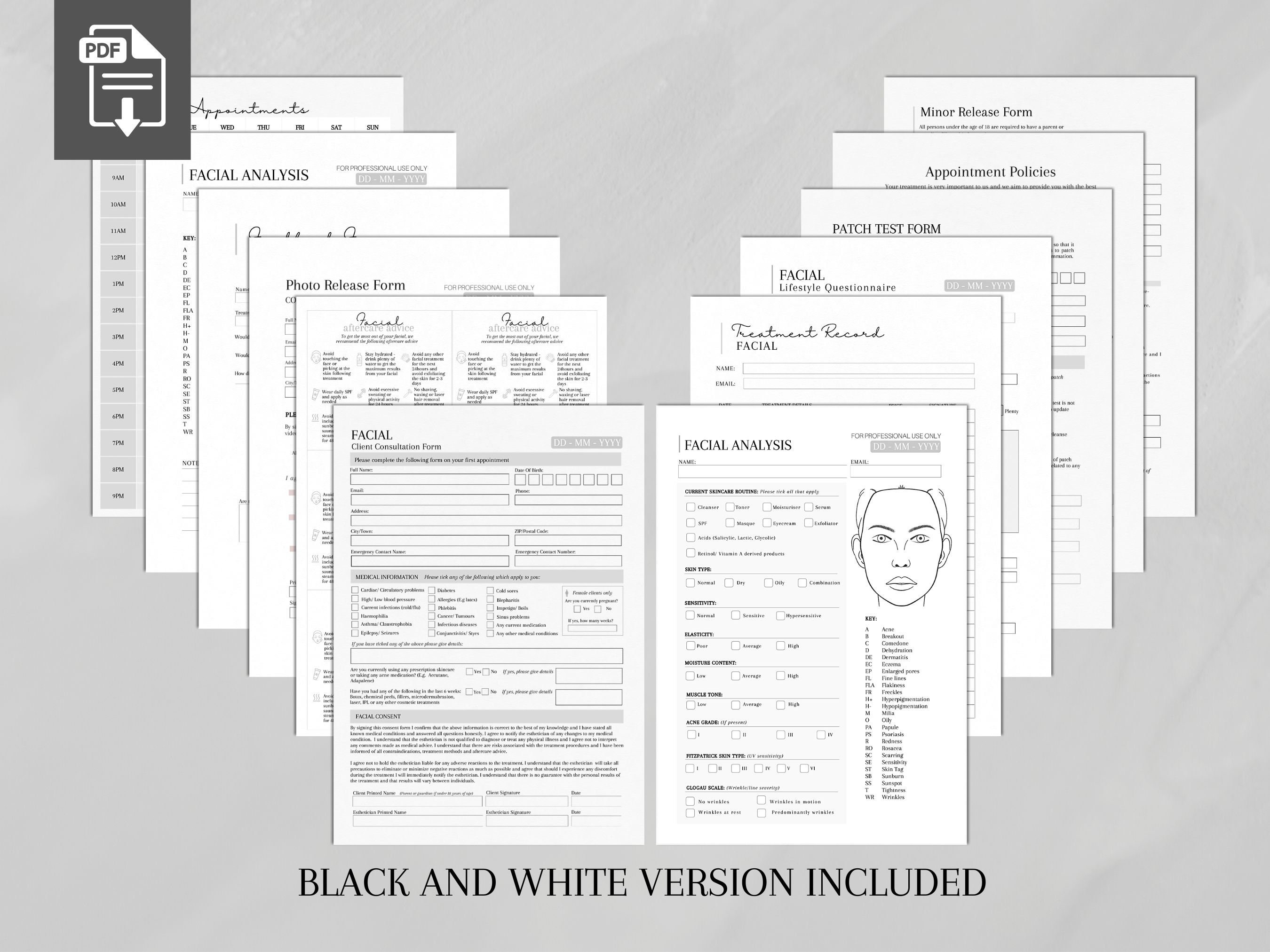 Facial Form Bundle | Digital Facial Forms | Salon Form Bundle | Beauty ...