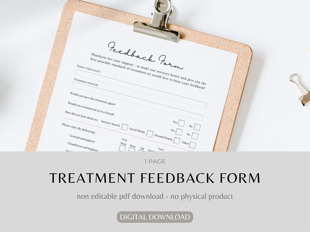 Treatment Feedback Form | Salon Spa Feedback Form | Printable Beauty ...