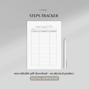 Daily Steps Tracker Printable Pdf | Steps Record | Daily Steps Log ...