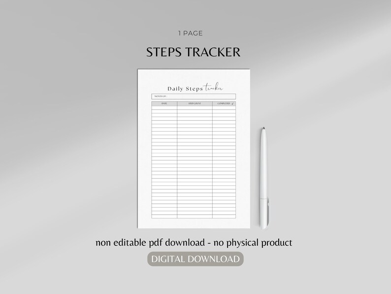 Daily Steps Tracker Printable Pdf | Steps Record | Daily Steps Log ...