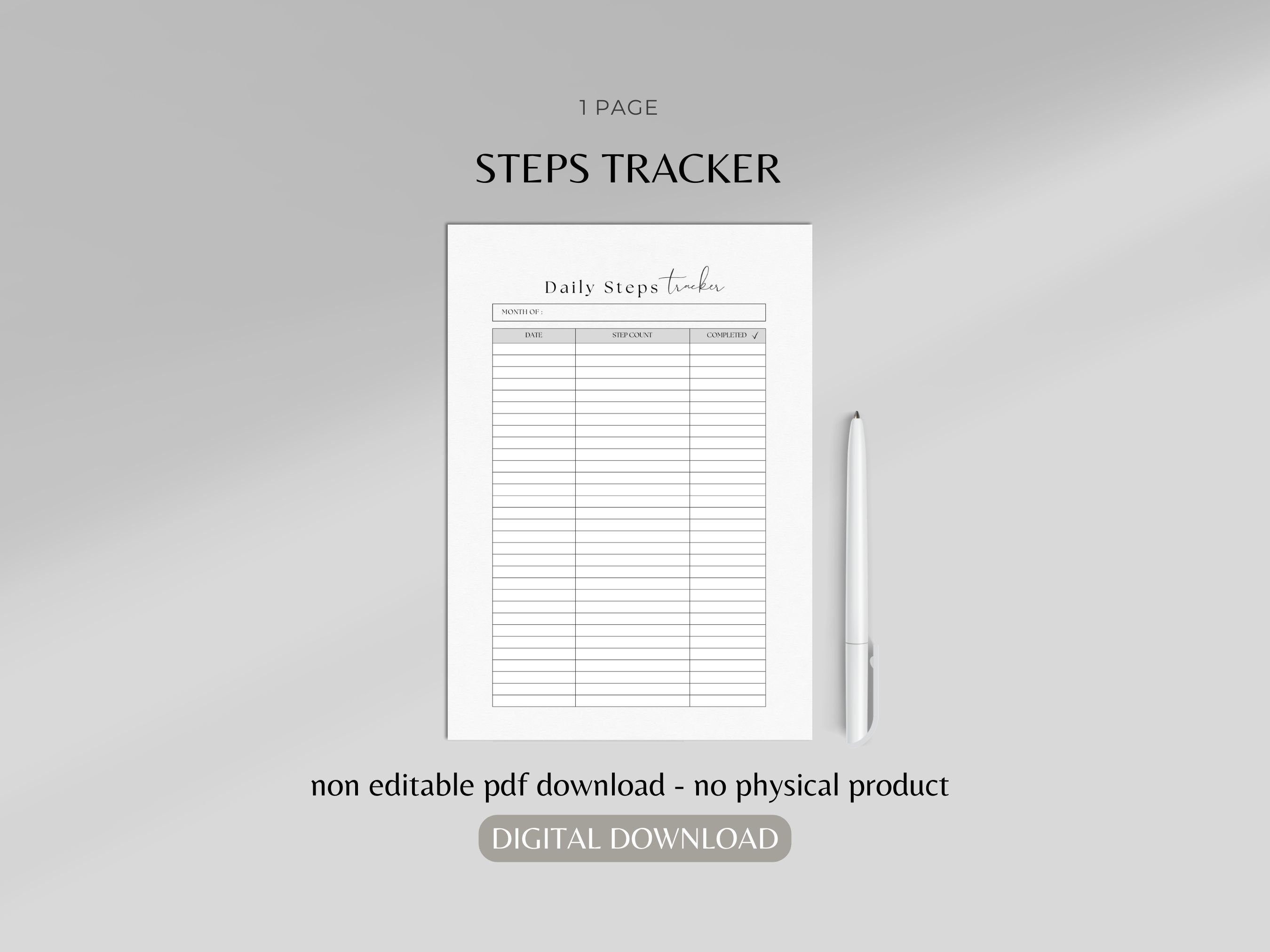 Daily Steps Tracker Printable Pdf Steps Record Daily Steps Log Daily ...