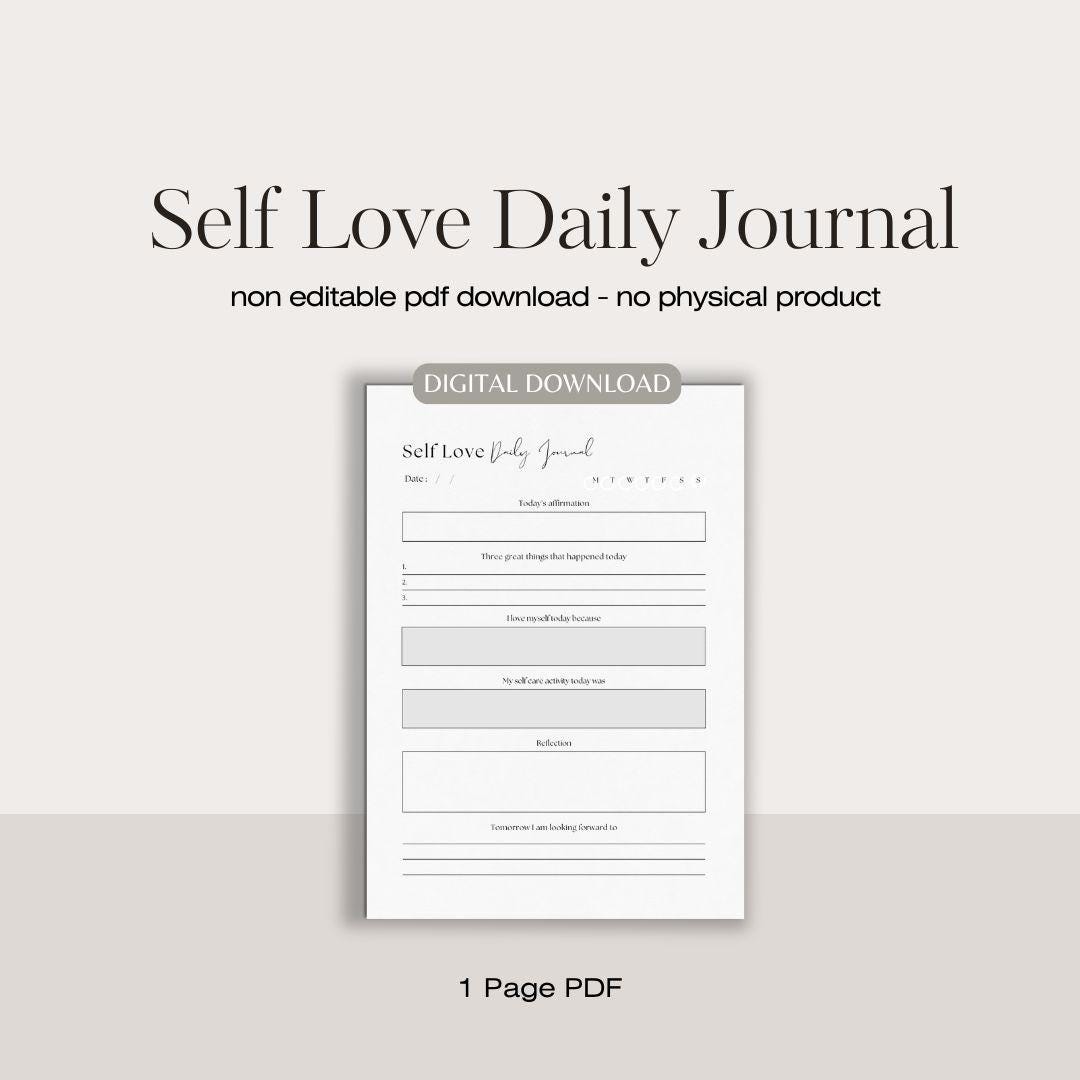 Self Love Daily Printable Journal Log Pdf | Daily Gratitude | Daily ...
