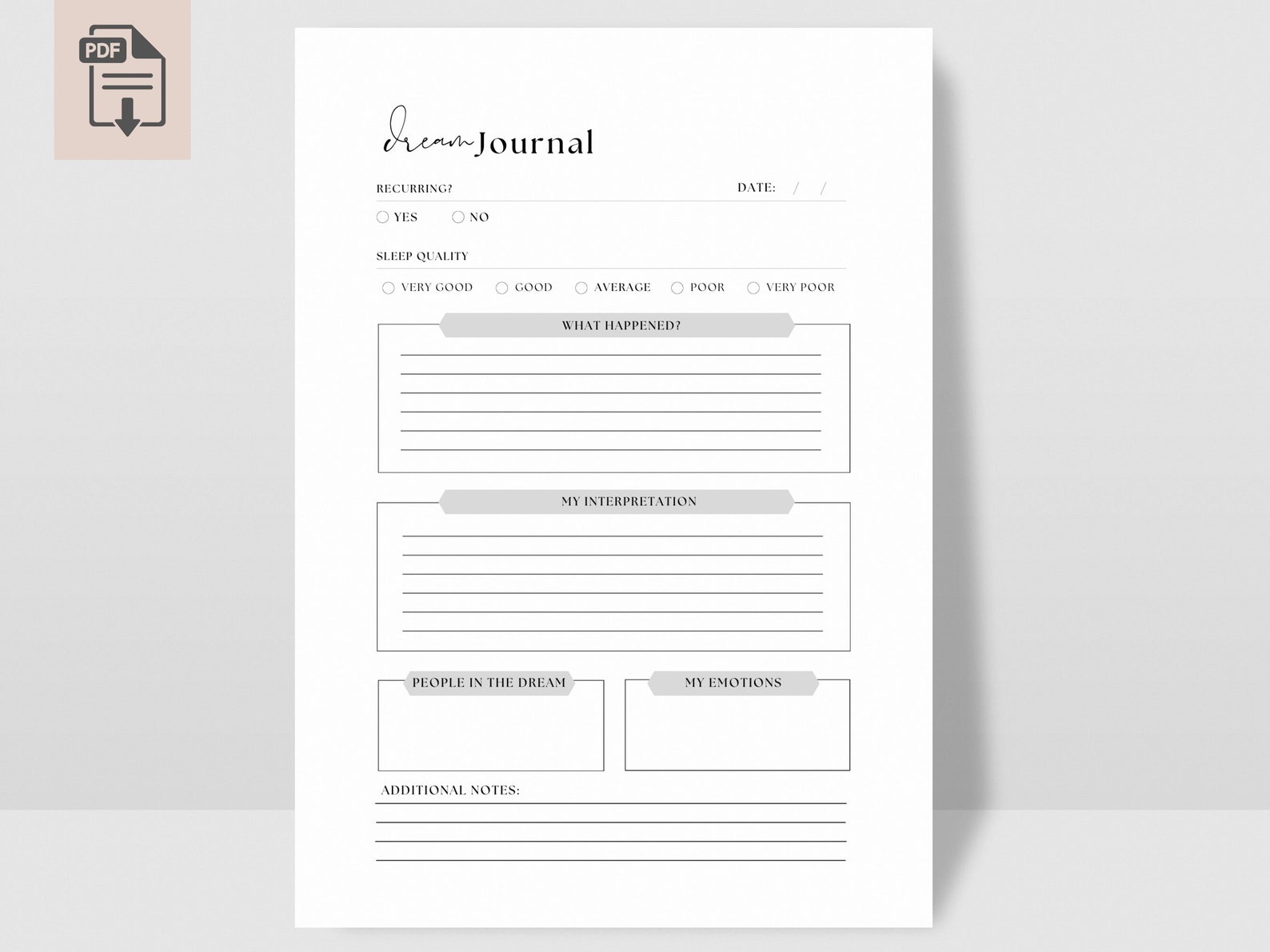 Dream Journal | Printable Dream Journal | Dream Diary | Digital Dream ...