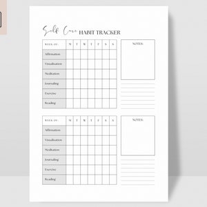 Self Care Daily Habit Tracker | Printable Selfcare Habit Tracker ...