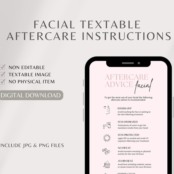 Facial Aftercare Card - Etsy