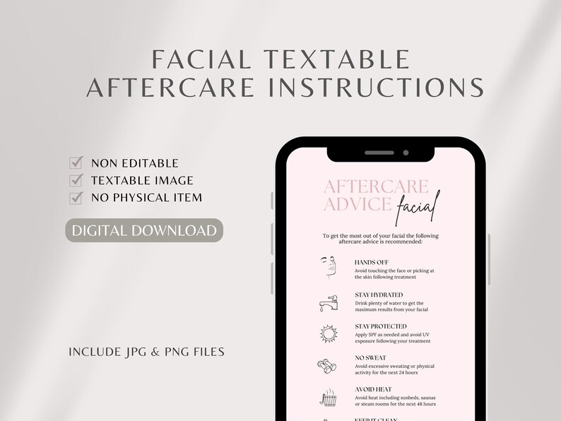 Facial Aftercare Advice Textable Aftercare | Digital Facial Aftercare ...