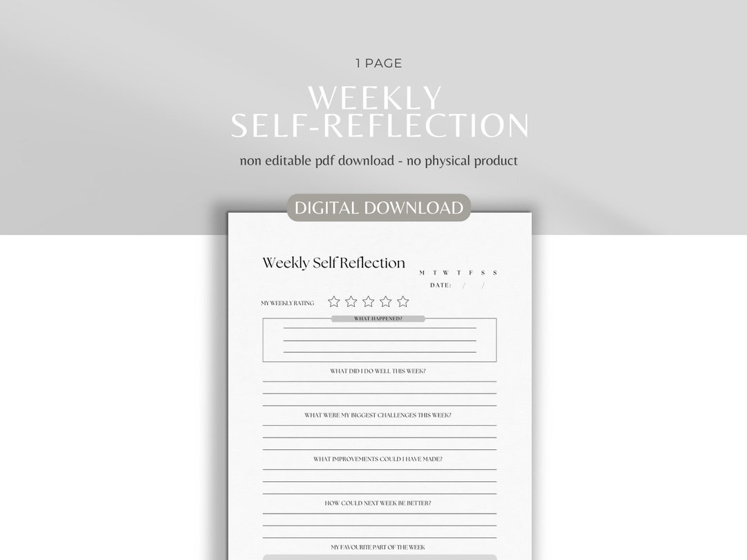 Weekly Self Reflection Journal | Printable Weekly Self Reflection ...
