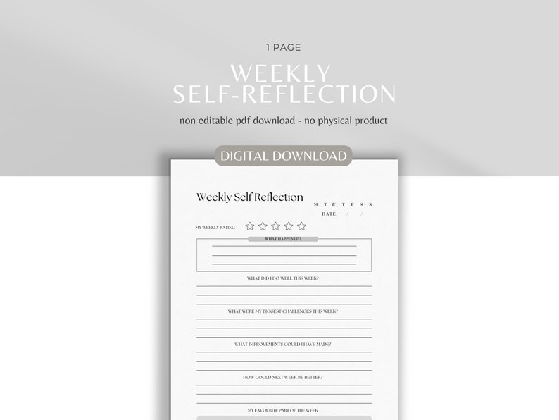Weekly Self Reflection Journal | Printable Weekly Self Reflection ...