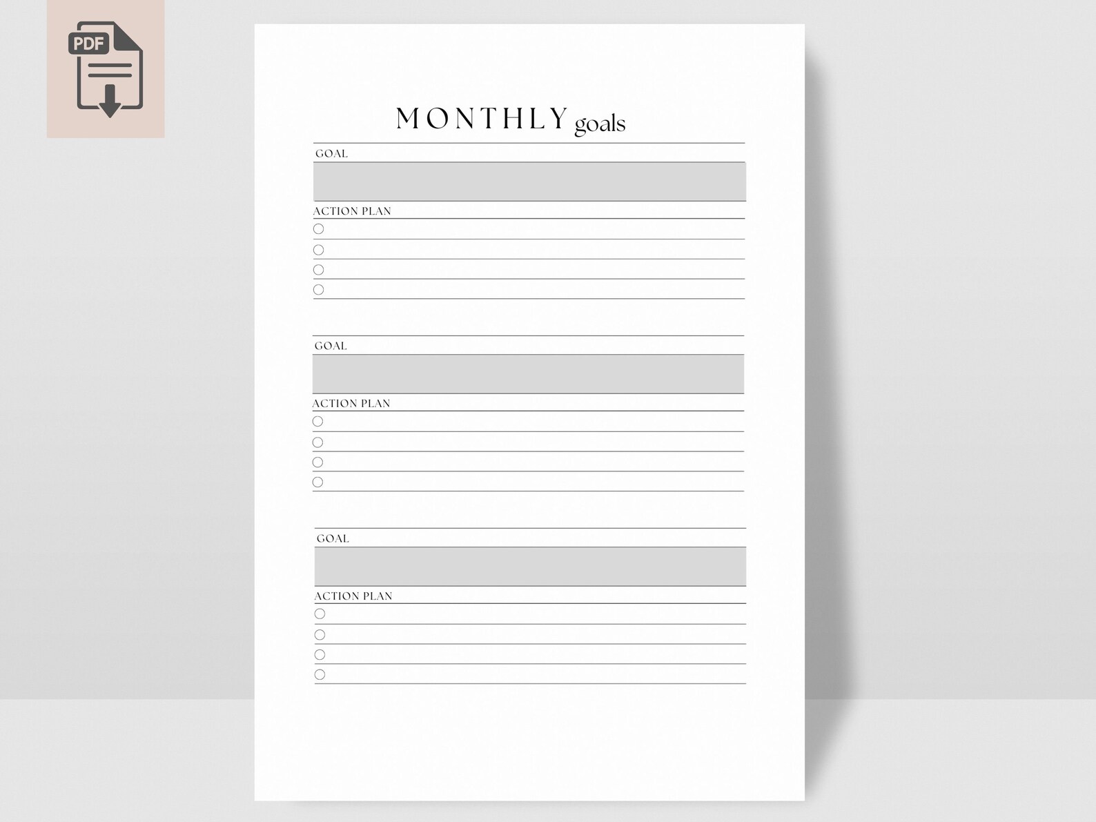 Monthly Printable Goal Checklists | Goal Setting Lists Printable ...