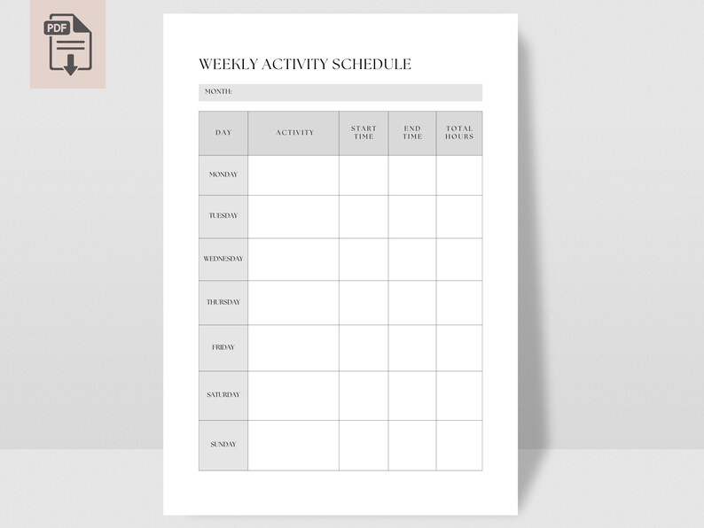 Weekly Activity Schedule | Daily Routine Schedule | Daily Planner ...