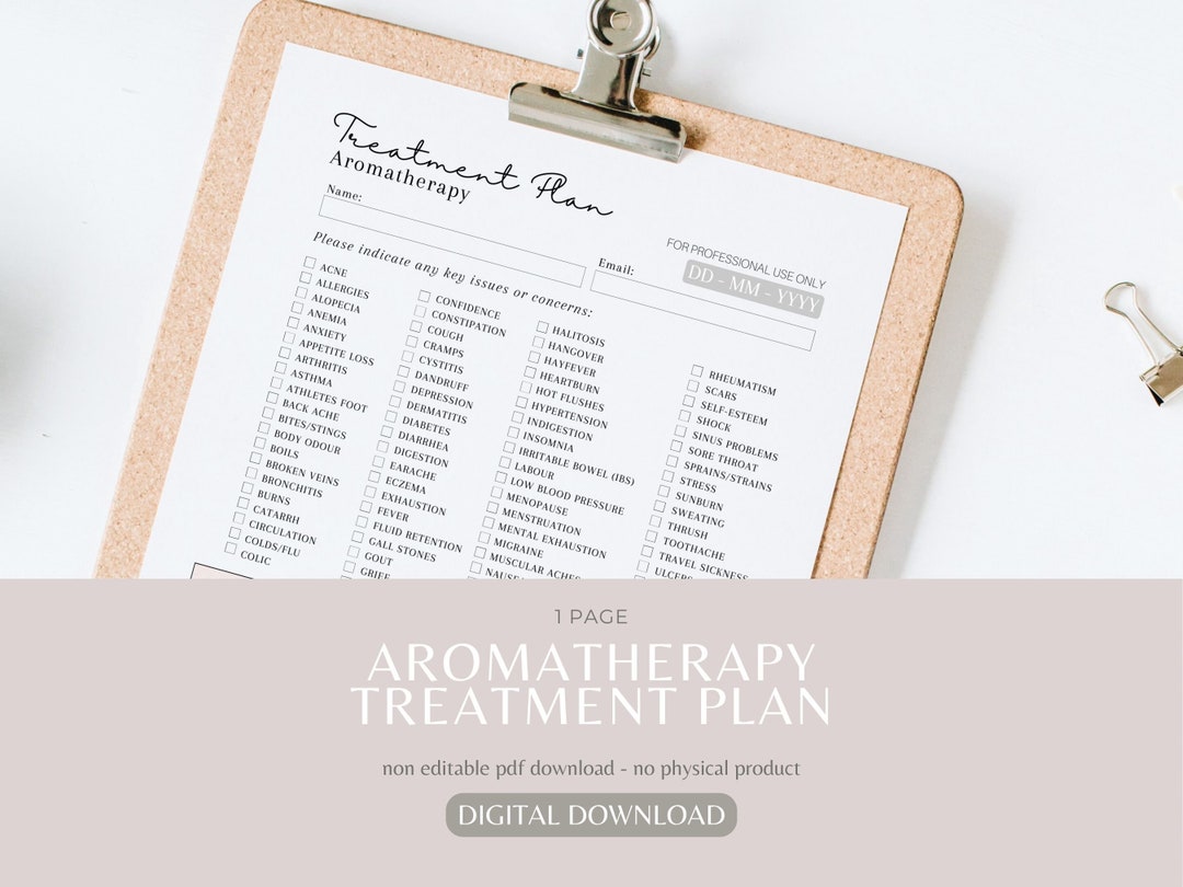 Aromatherapy Treatment Plan Form | Printable Treatment Plan ...