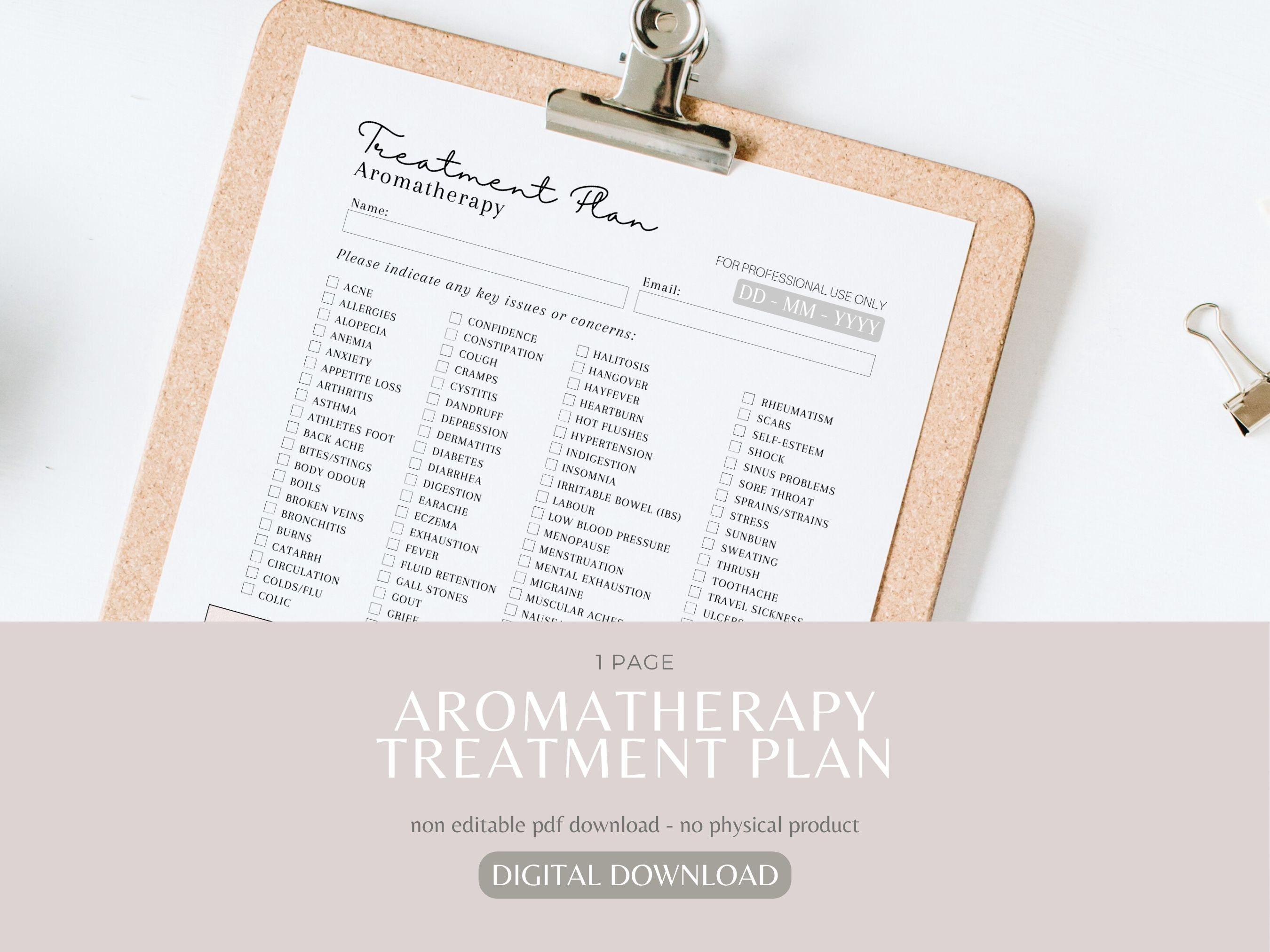 Aromatherapy Treatment Plan Form | Printable Treatment Plan ...