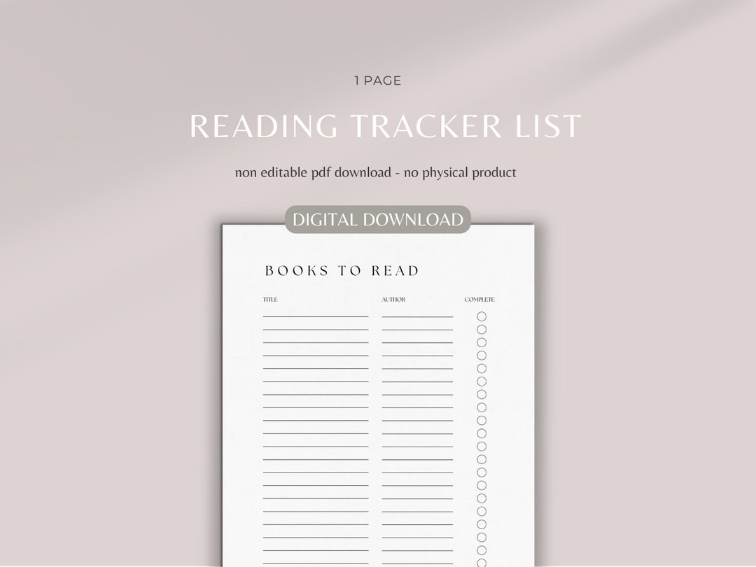 Reading Tracker | Minimalist Book Log | Printable Reading Log Tracker ...