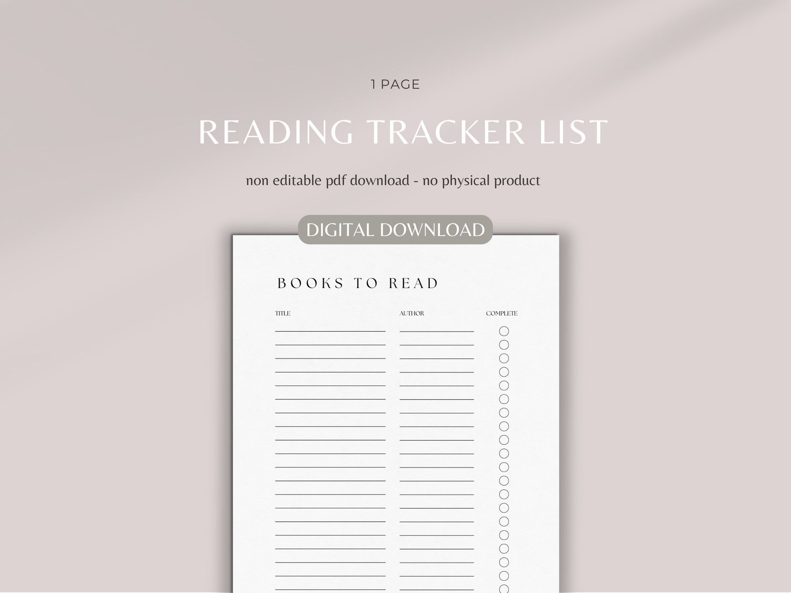 Reading Tracker | Minimalist Book Log | Printable Reading Log Tracker ...