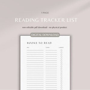 Reading Tracker | Minimalist Book Log | Printable Reading Log Tracker ...