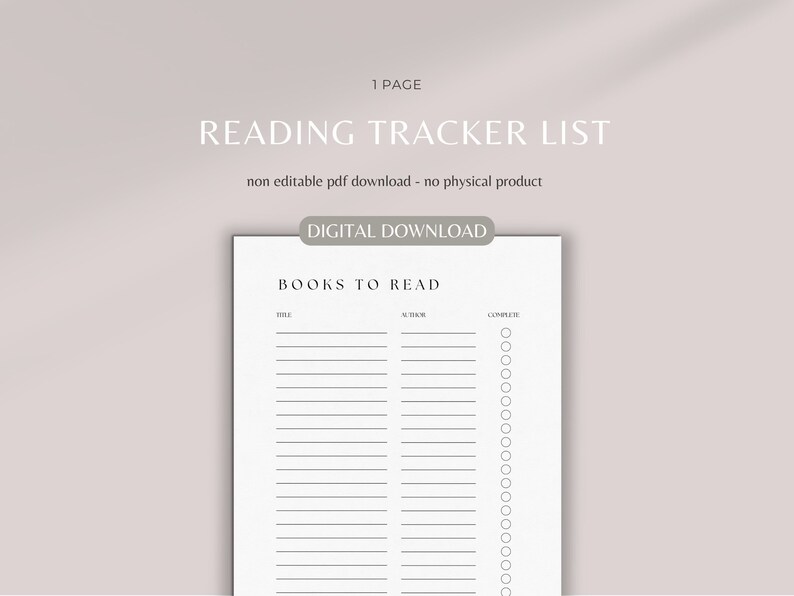 Reading Tracker | Minimalist Book Log | Printable Reading Log Tracker ...