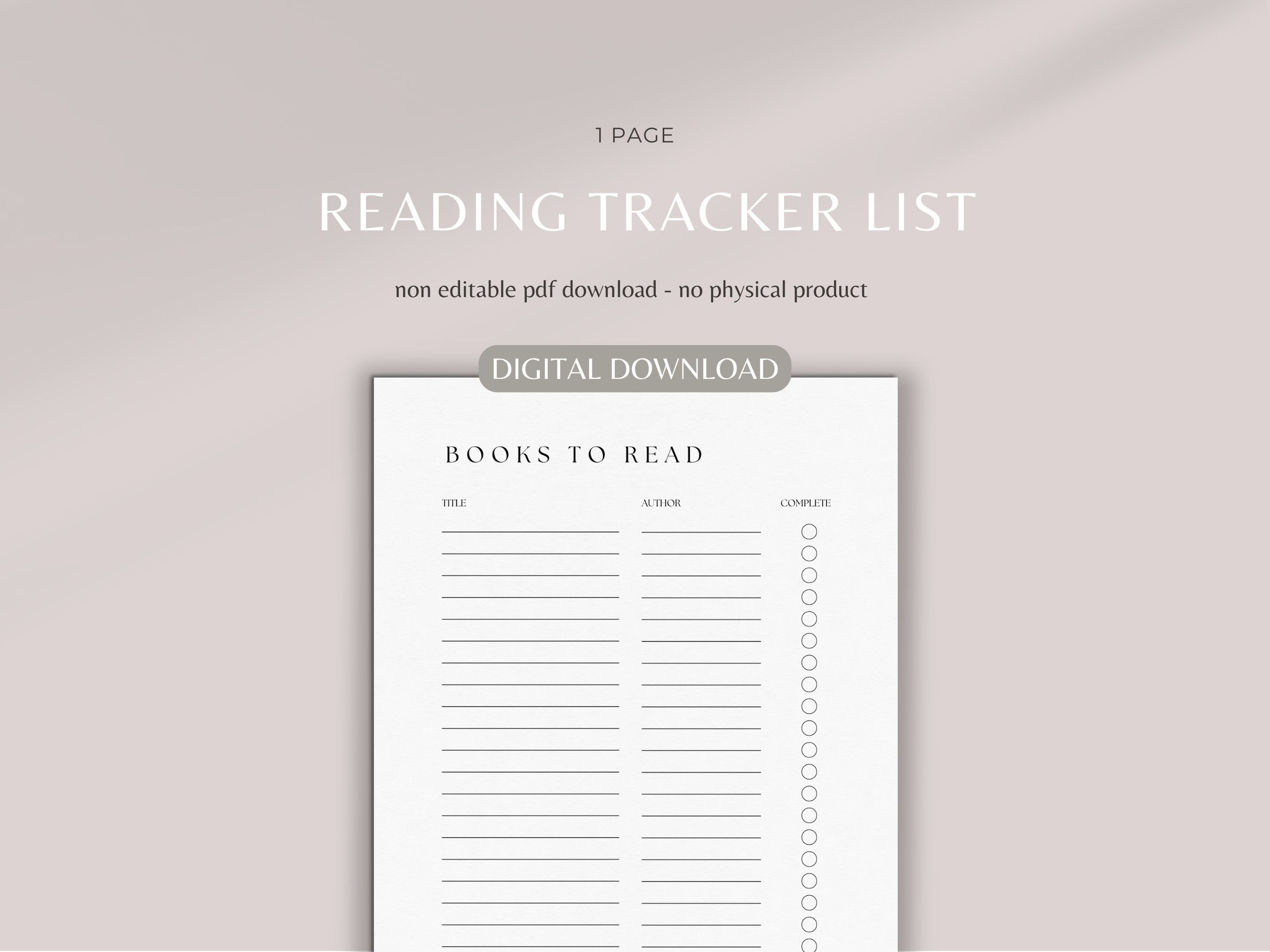 Reading Tracker | Minimalist Book Log | Printable Reading Log Tracker ...