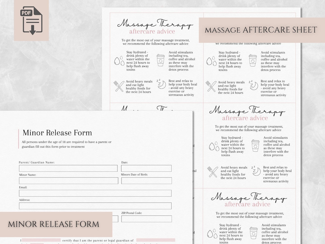 Massage Therapy Form Bundle Printable Business Salon Forms Spa Beauty Forms Massage Therapist ...