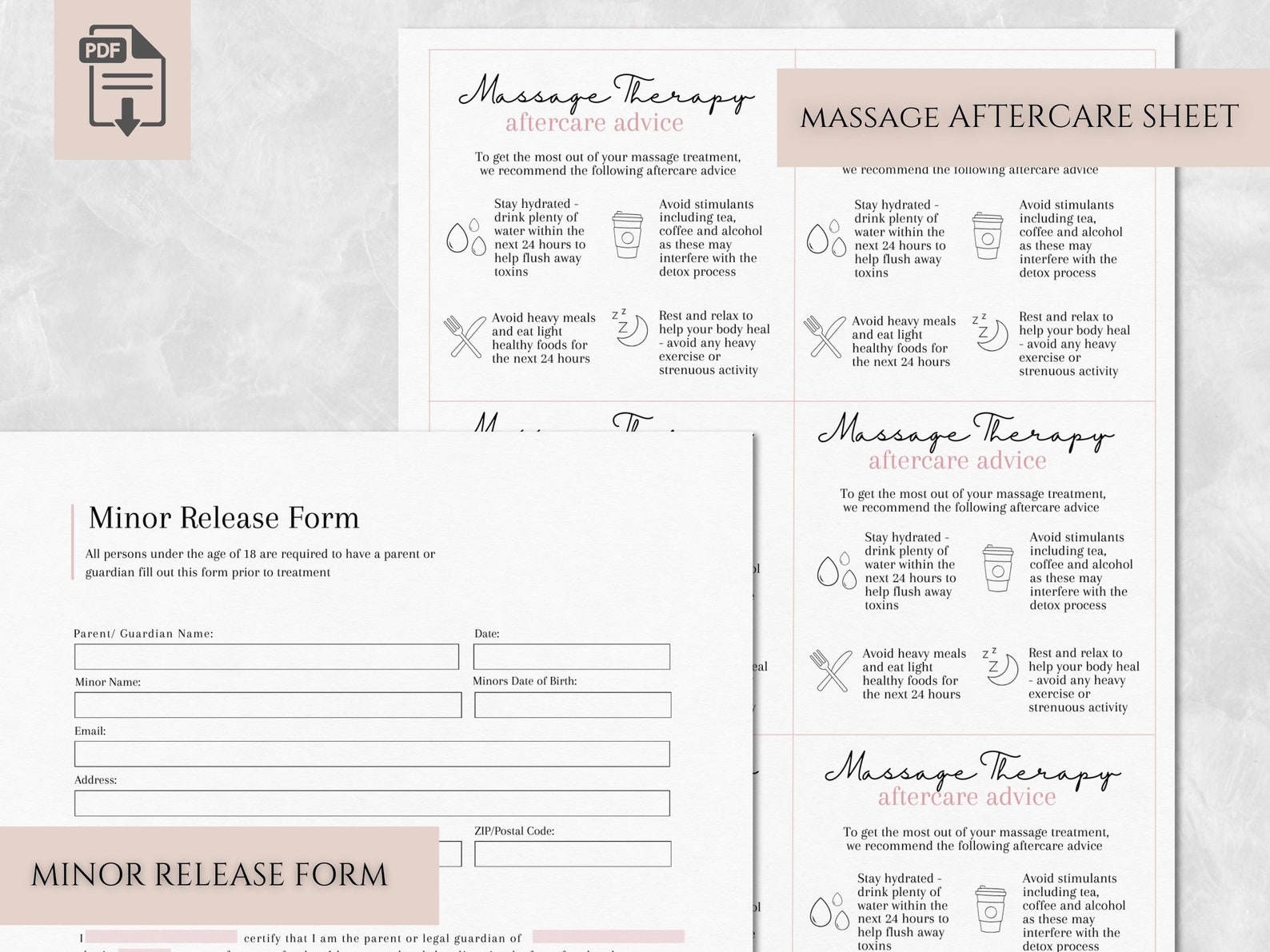Massage Therapy Form Bundle Printable Business Salon Forms Spa Beauty ...