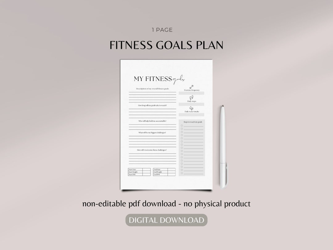 Exercise and Fitness Goal Planner | Health and Fitness Journal ...