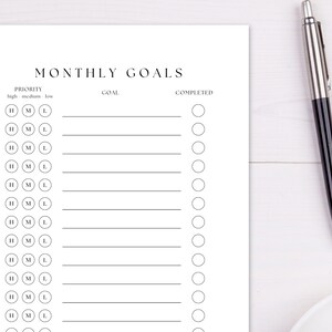 Goal Checklist | Daily Goal Checklist | Weekly Goal Checklist | Daily ...