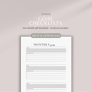 Monthly Printable Goal Checklists | Goal Setting Lists Printable ...