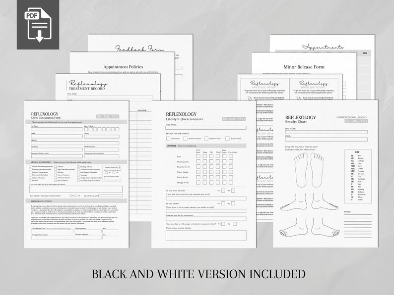 Reflexology Form Bundle | Salon Business Bundle Form | Digital Business ...