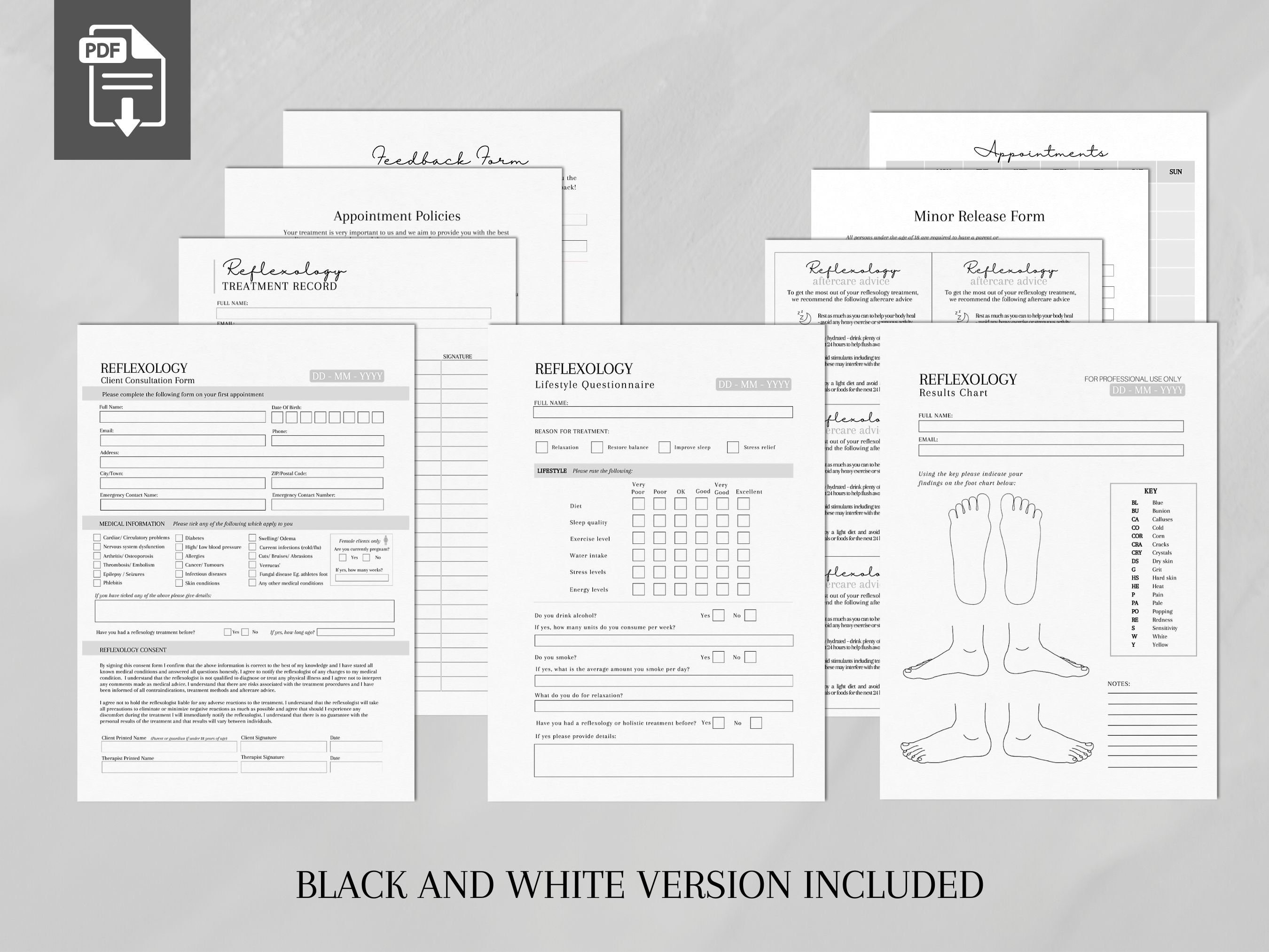 Reflexology Form Bundle | Salon Business Bundle Form | Digital Business ...