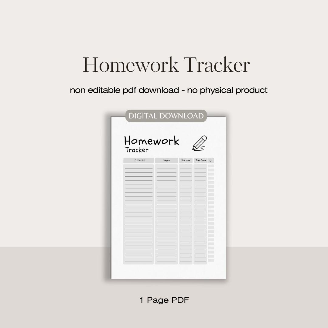Kids Homework Tracker | School Homework Tracker | Printable Homework ...